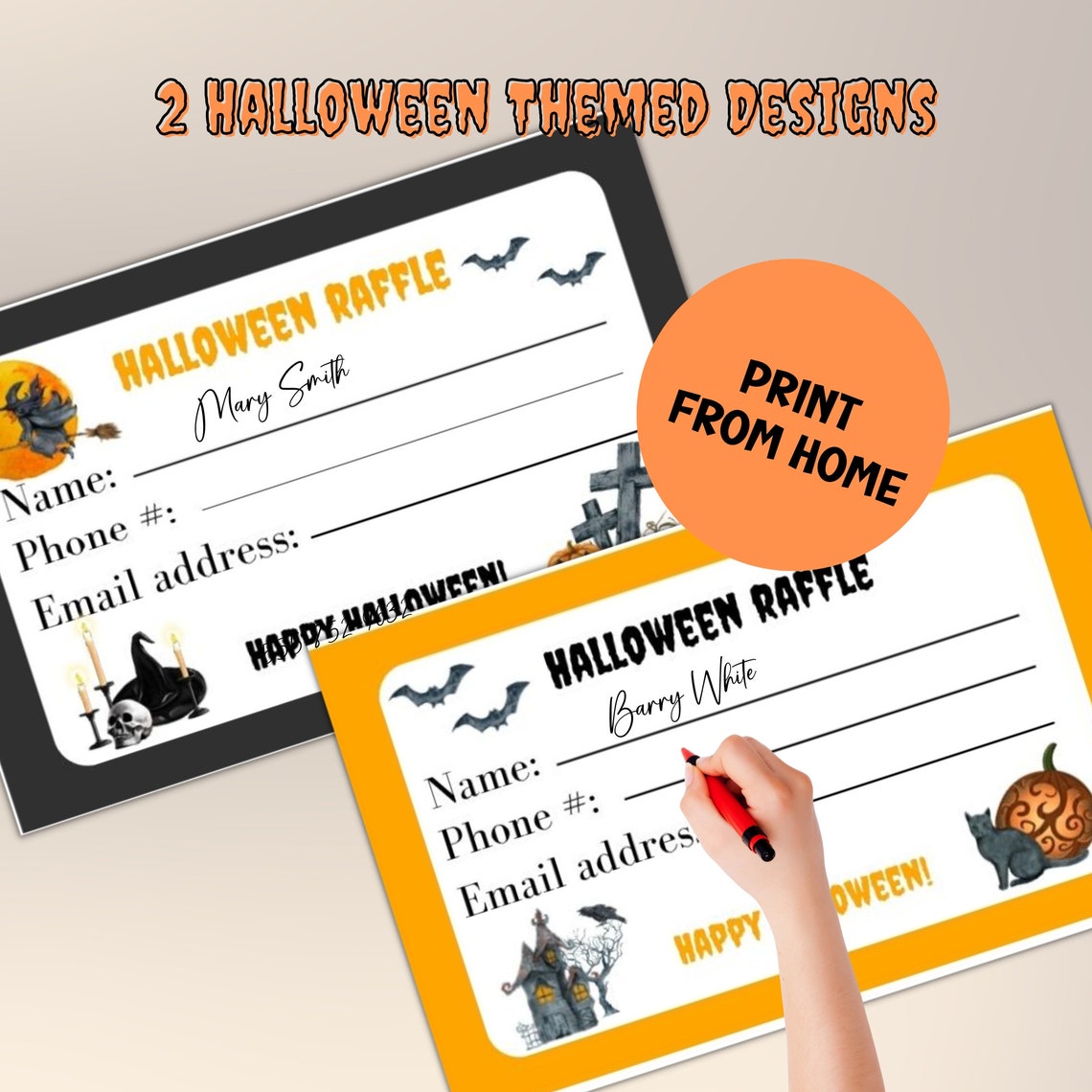 Halloween Raffle Ticket, Printable Raffle Ticket, Halloween Party ...