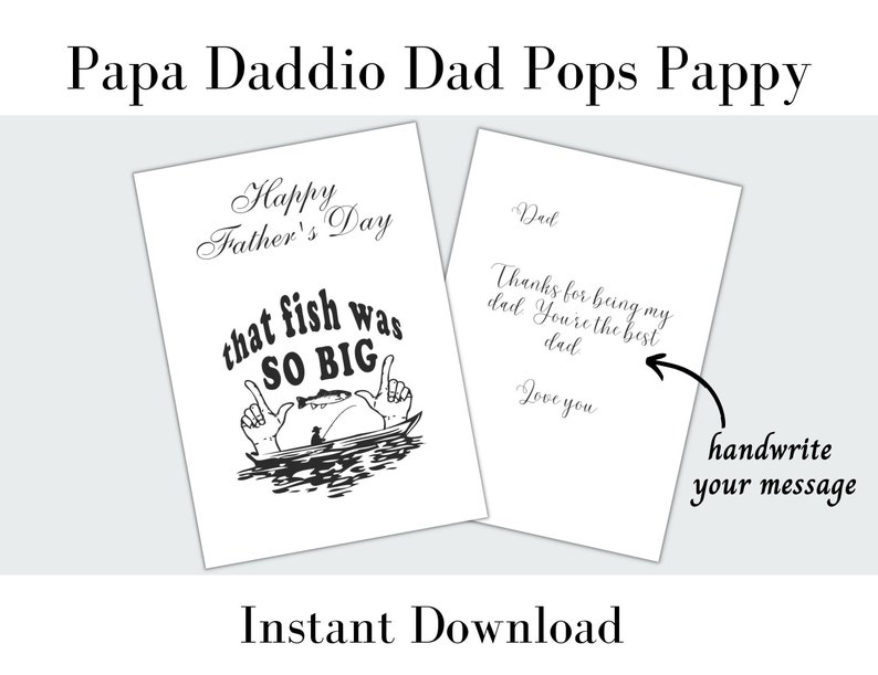 Father's Day Card Printable, Happy Father's Day, Instant Download Card ...