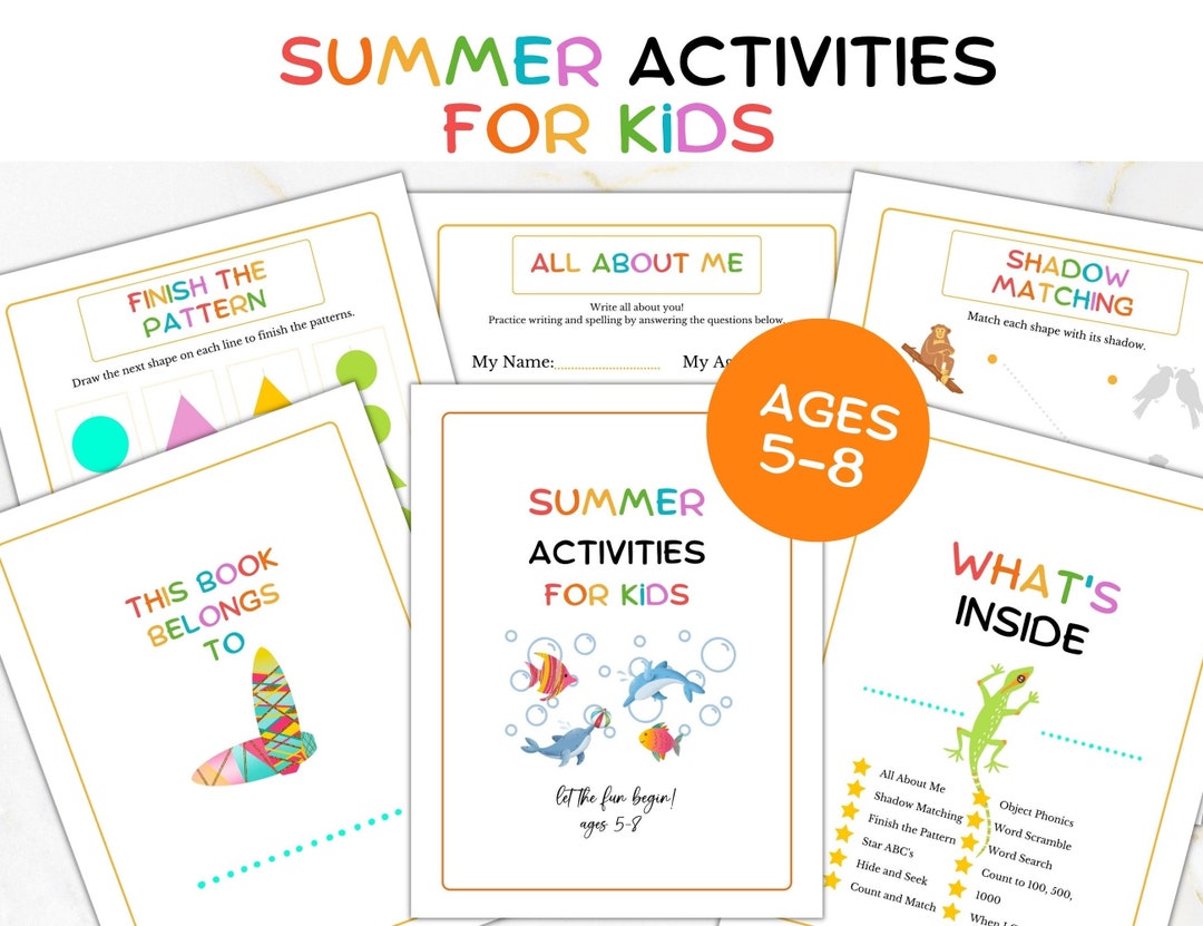 Summer Activity Bundle Printable for Kids, Educational Activity Pack ...