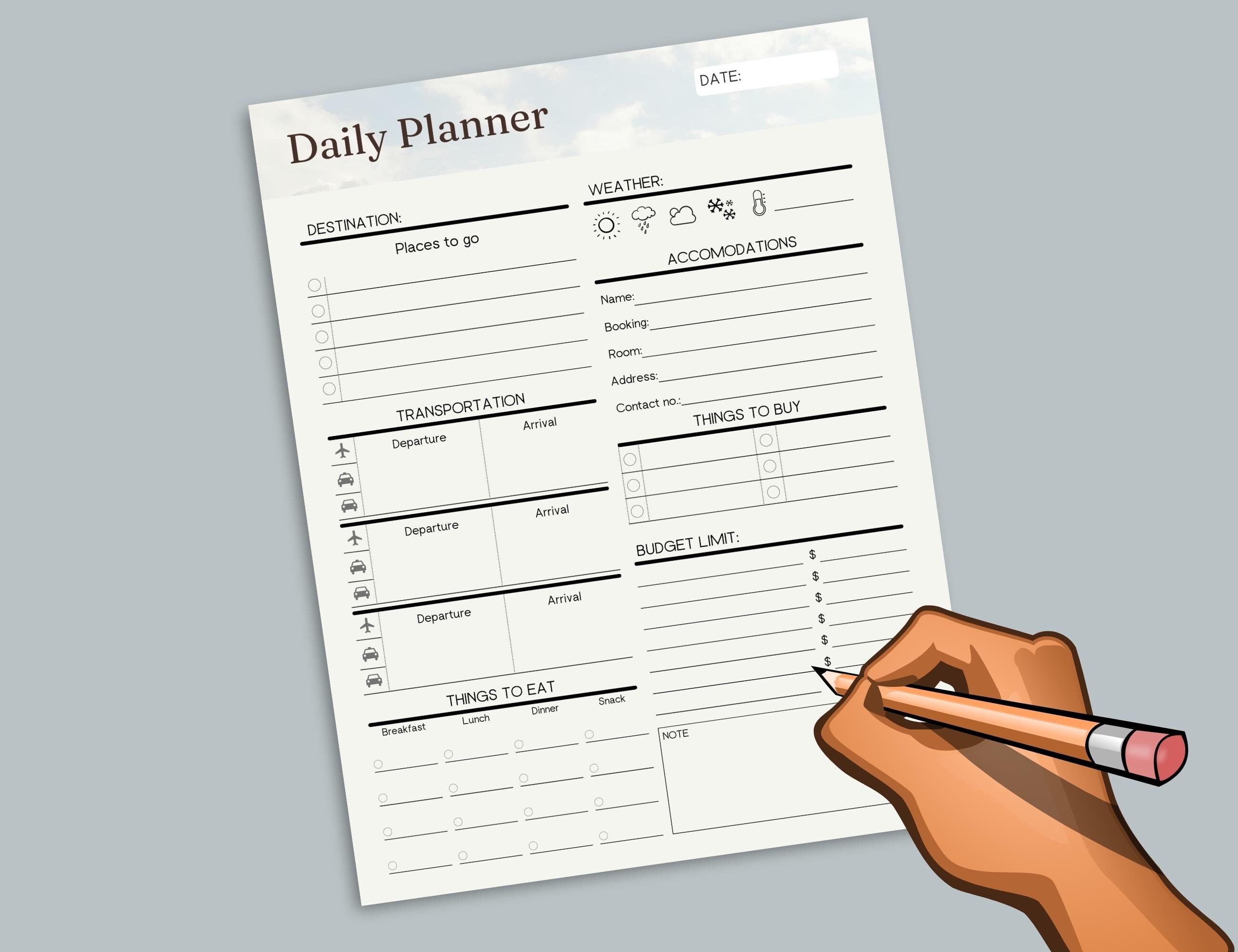 Travel Organizer Planner Printable, Vacation Journal, Holiday Itinerary ...