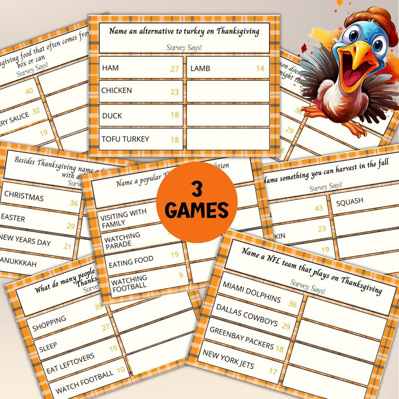 Thanksgiving Friendly Feud Game Printable, Thanksgiving Trivia ...