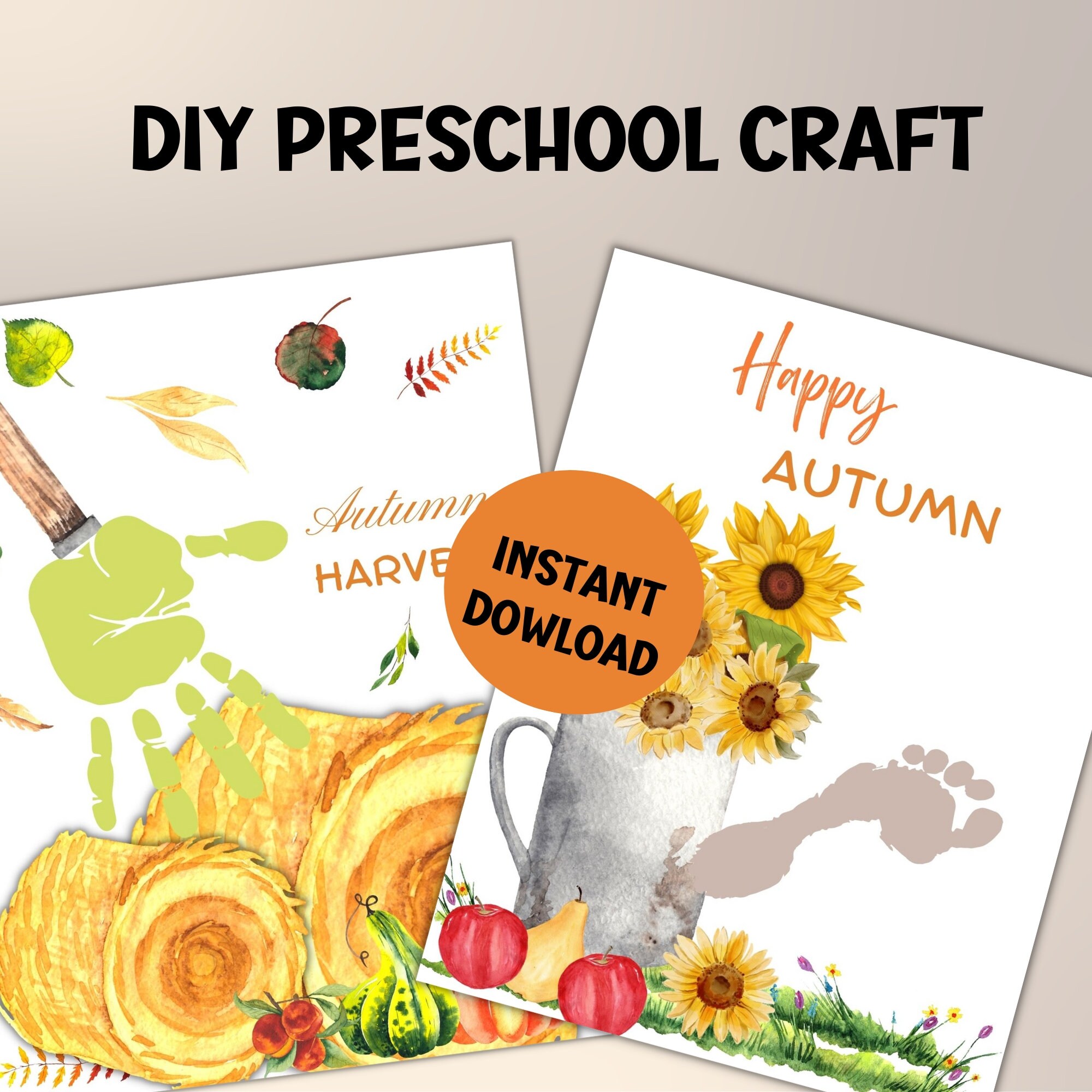 Thanksgiving Handprint & Footprint Craft Bundle, 10 Designs, DIY Fall ...