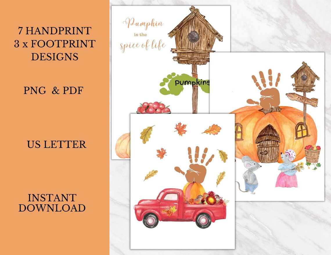 Thanksgiving Handprint & Footprint Craft Bundle 10 Designs - Etsy