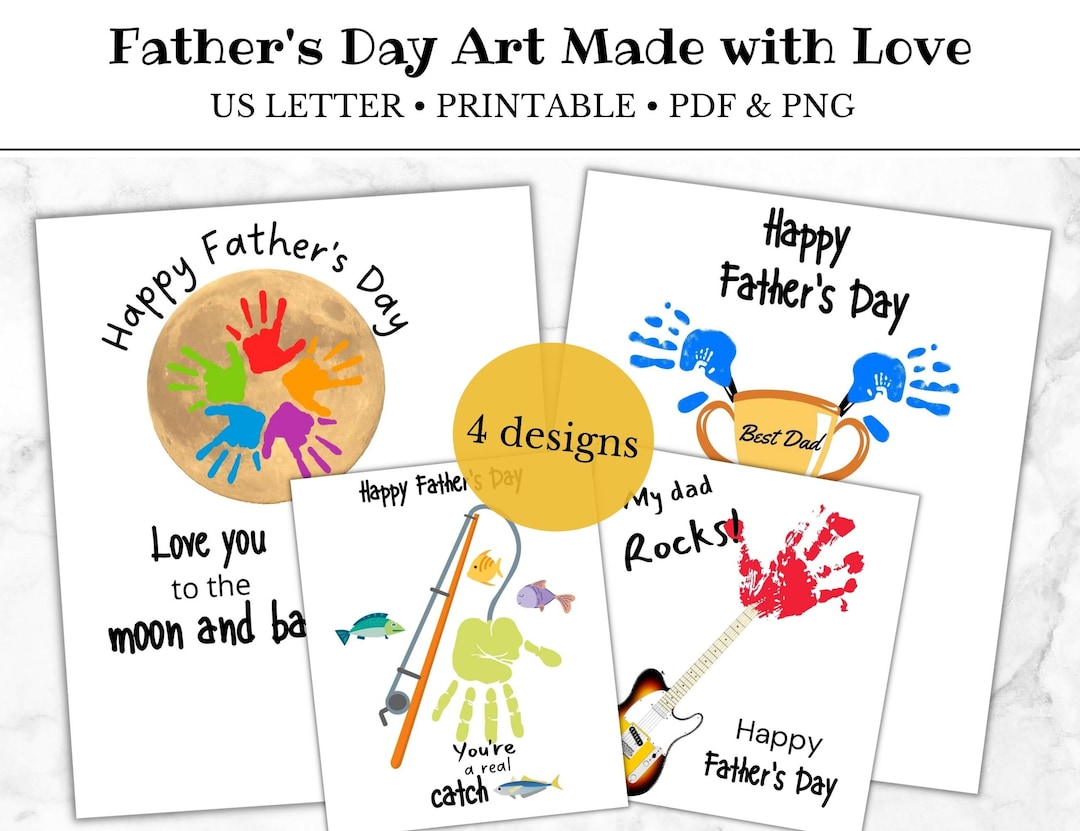 Father's Day Handprint Art, Gift for Dad, DIY Handprint Craft for Dad ...