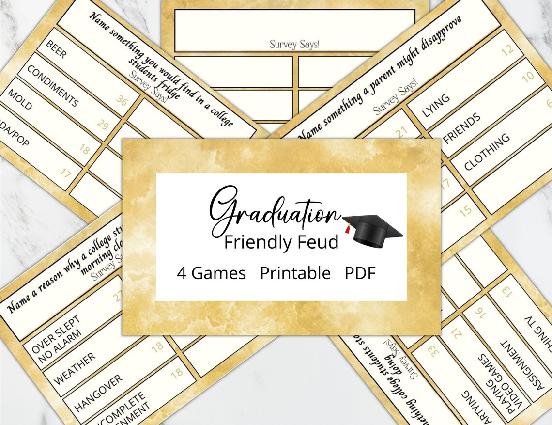 Graduation Friendly Feud Game Printable, Friendly Feud Trivia, Grad ...