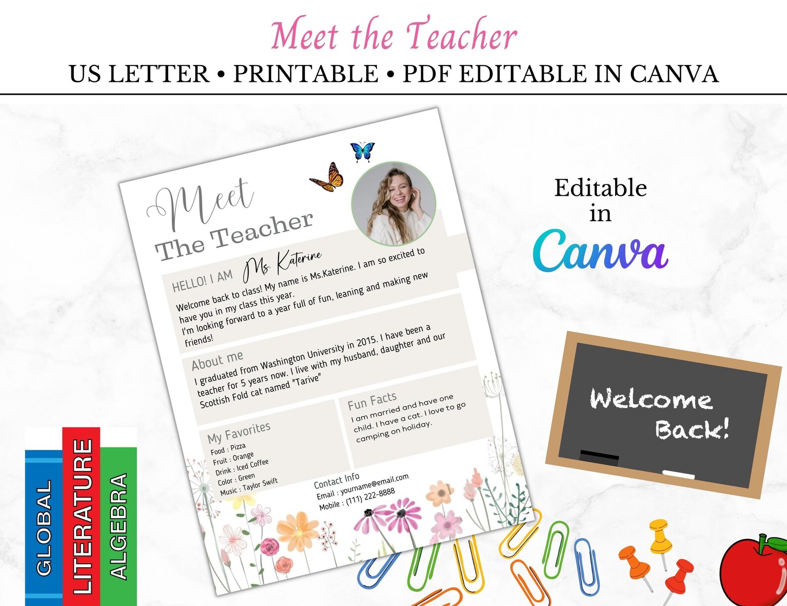 Meet the Teacher Editable Canva Template First Day of School - Etsy