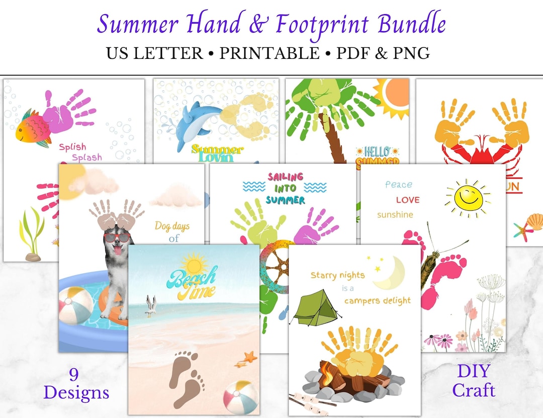 Summer Art Handprint Craft Bundle, Handprint Kit for Toddlers Pre-k ...