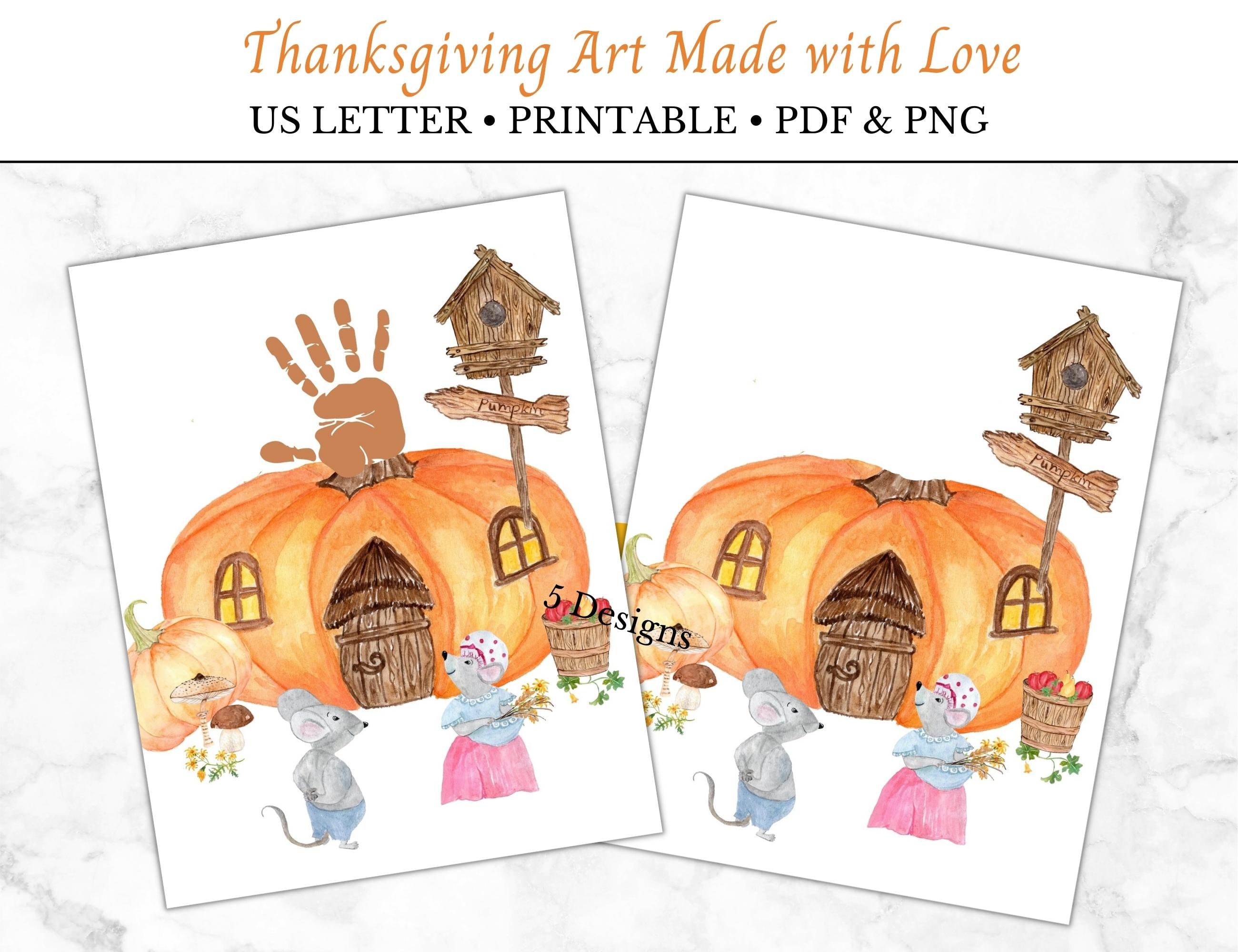 Thanksgiving Handprint DIY Art 5 Designs Fall Handprint Craft - Etsy
