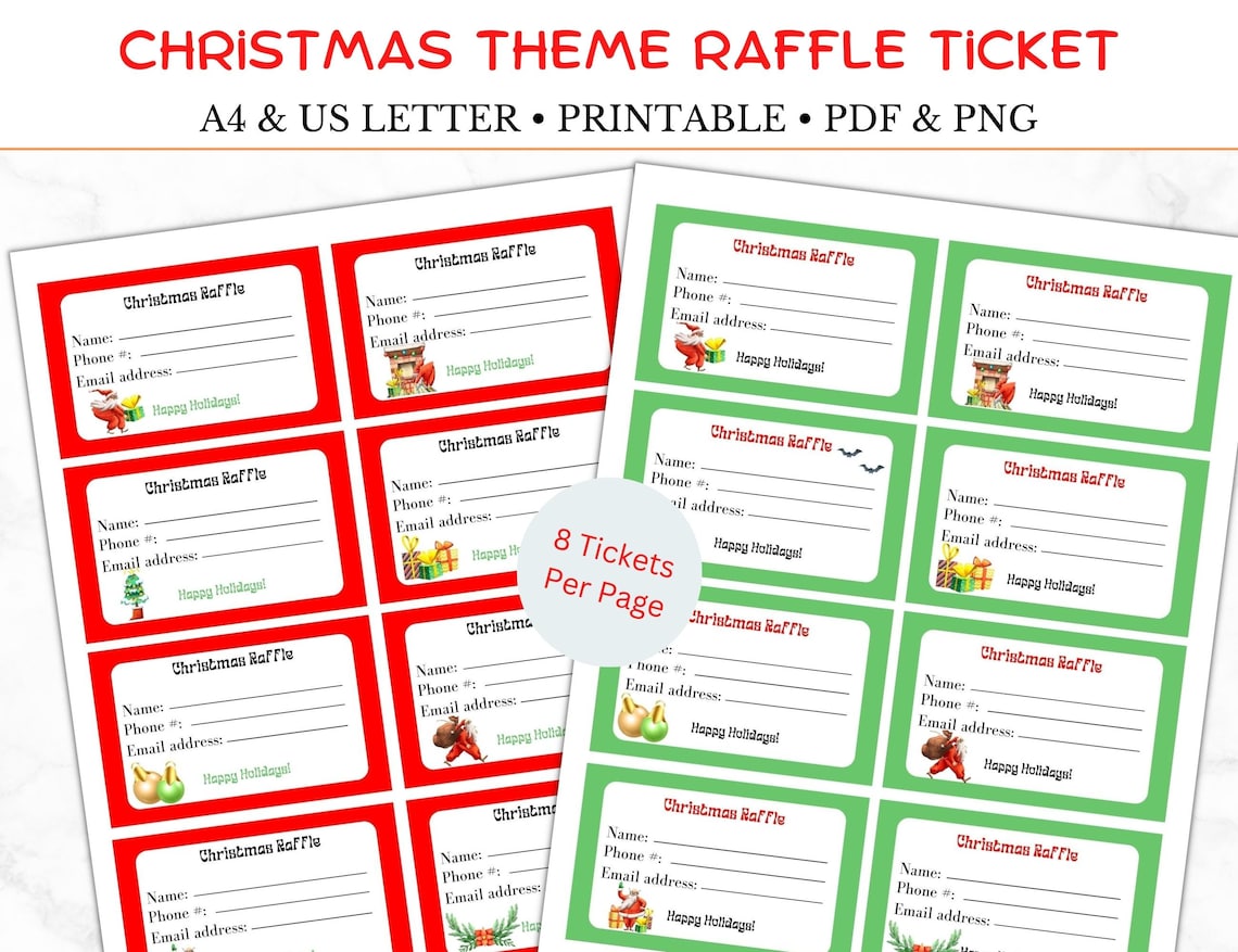 Holiday Party Printable Raffle Tickets: A Festive Way to - Etsy