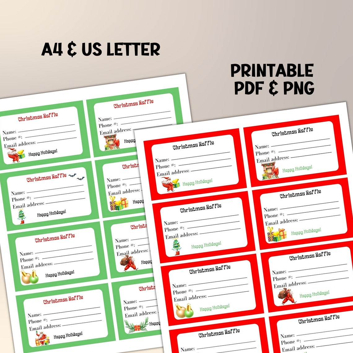 Holiday Party Printable Raffle Tickets: A Festive Way to Celebrate ...