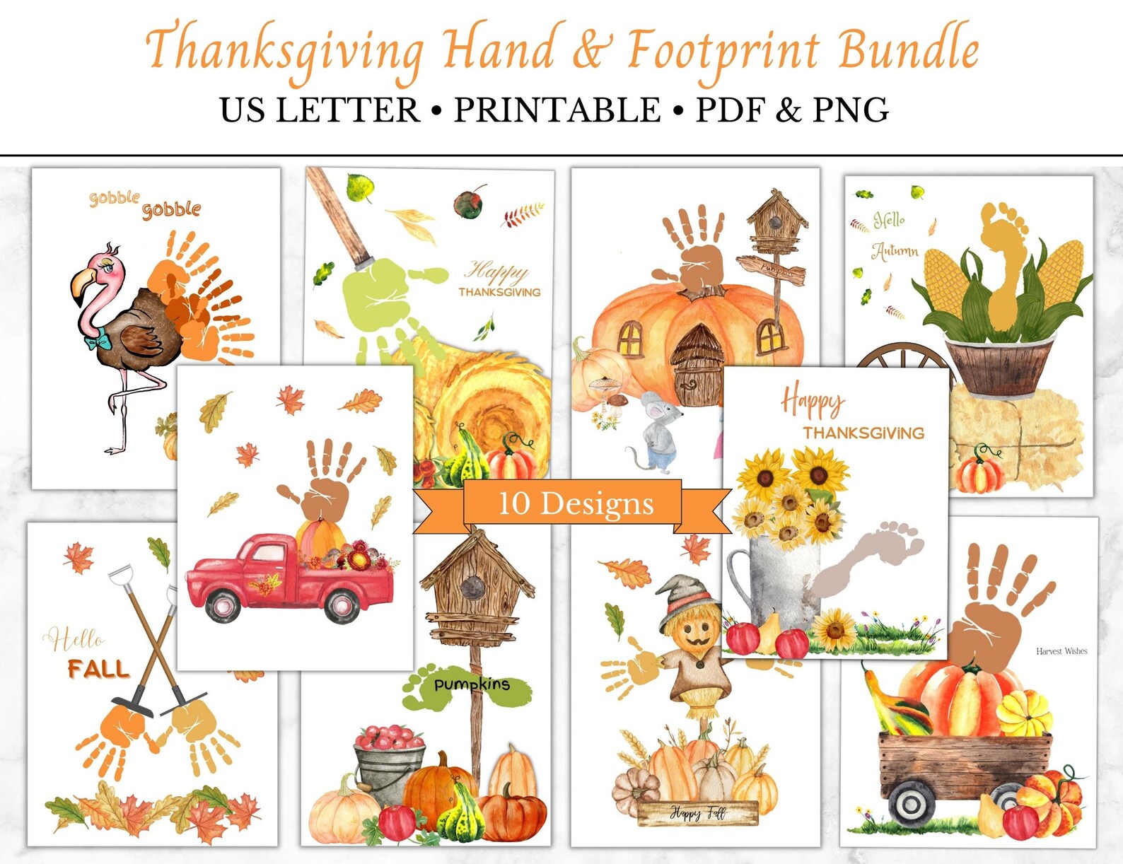 Thanksgiving Handprint & Footprint Craft Bundle 10 Designs - Etsy