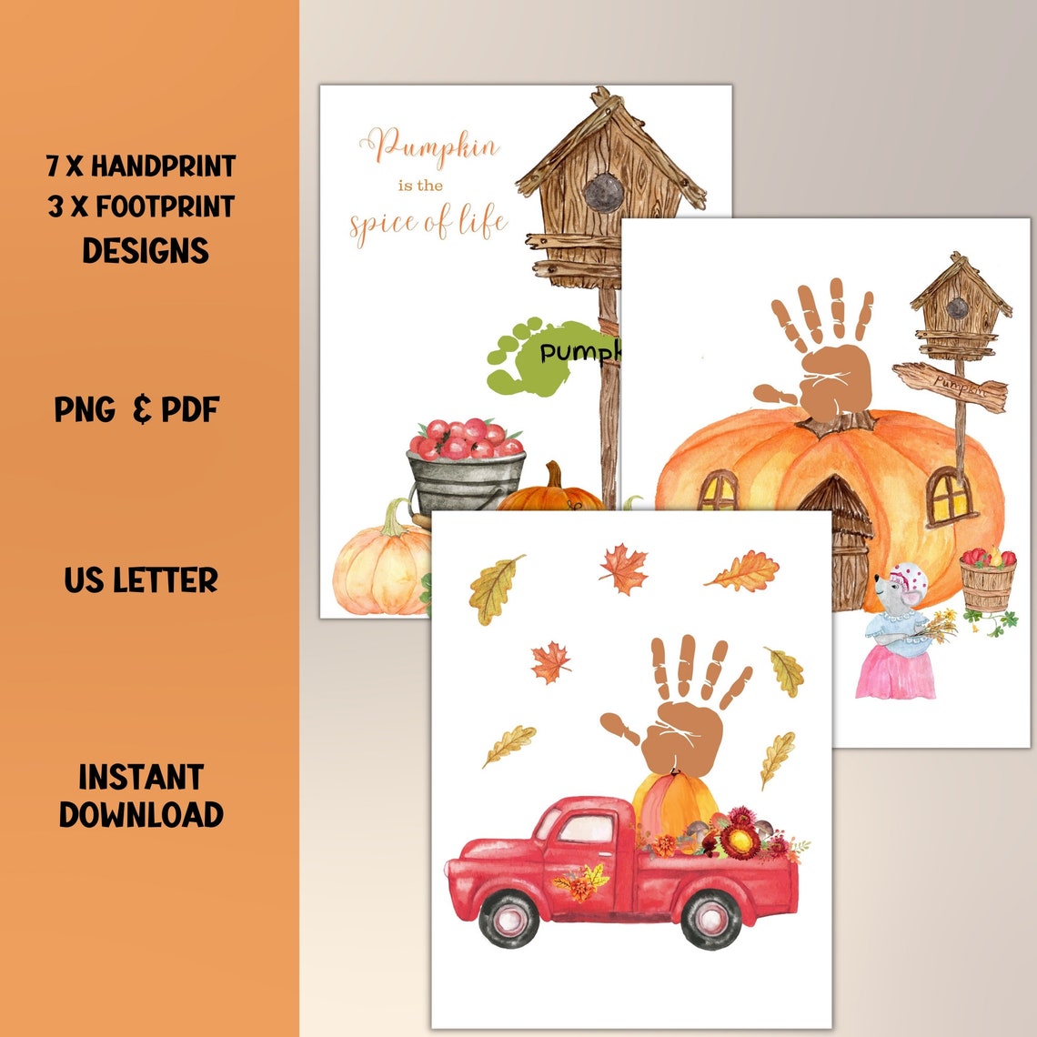 Thanksgiving Handprint & Footprint Craft Bundle, 10 Designs, DIY Fall ...