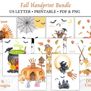 Fall Handprint Craft Bundle, Halloween & Thanksgiving Handprint Kit for ...