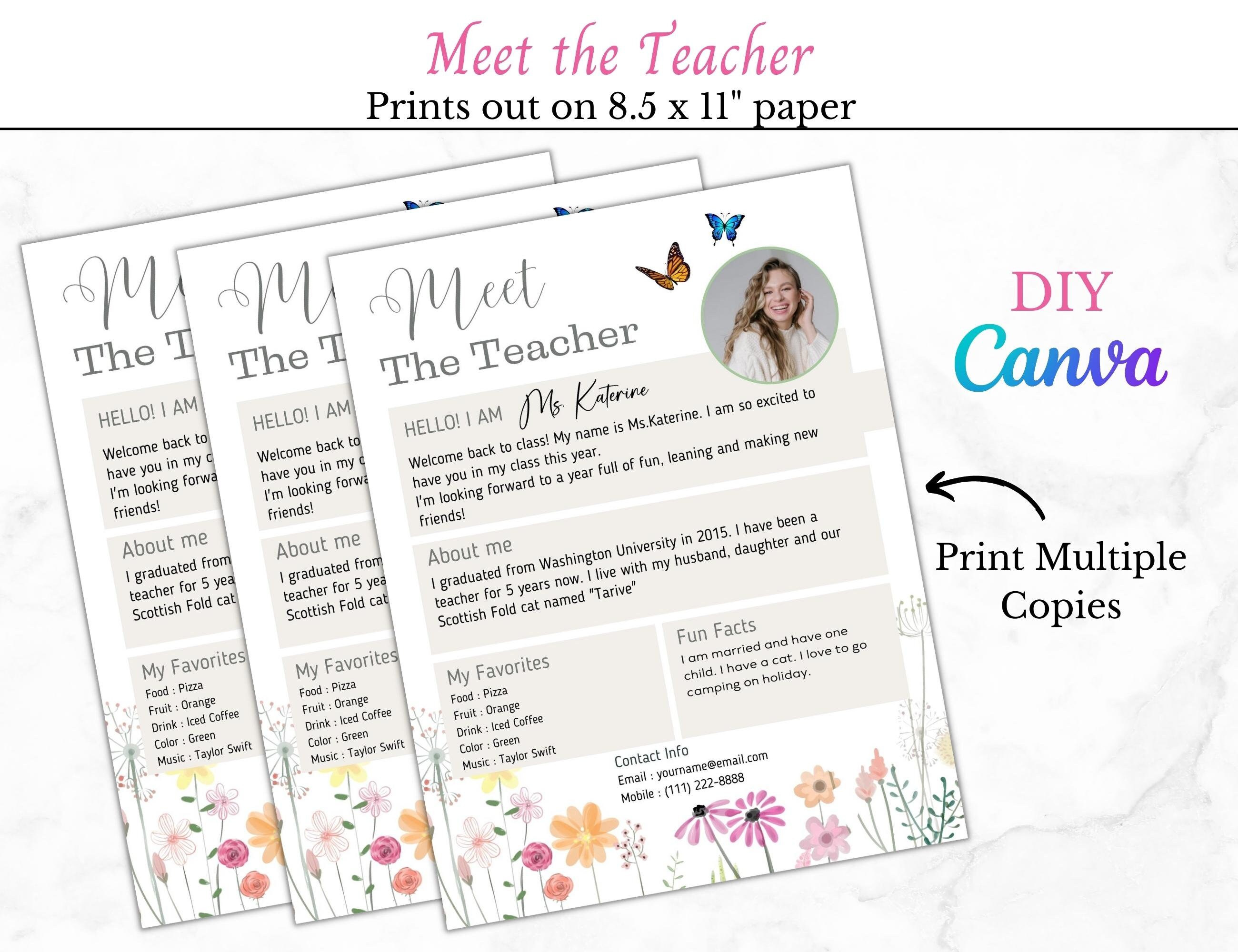 Meet the Teacher Editable Canva Template, First Day of School, Meet ...