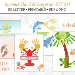 Summer Handprint Art DIY Bundle, Summer Theme Hand & Foot Print Craft ...