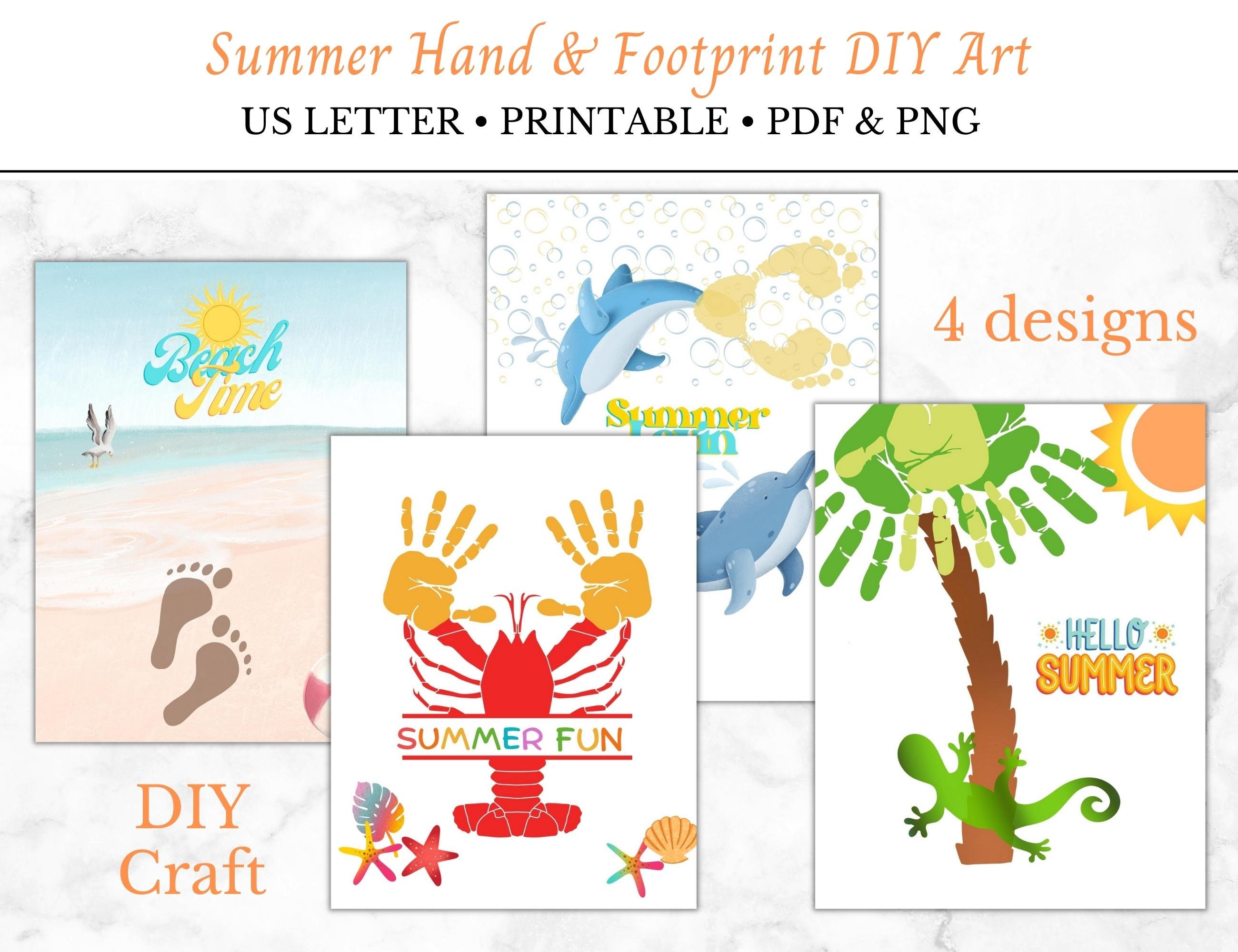 Summer Handprint Art DIY Bundle, Summer Theme Hand & Foot Print Craft ...
