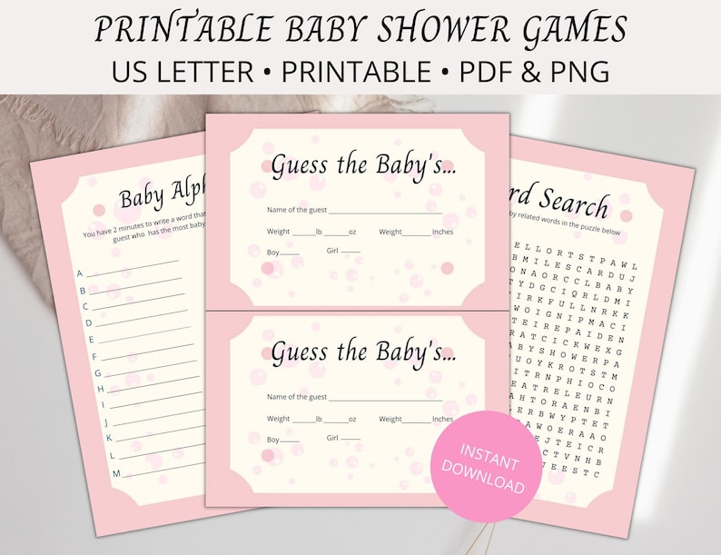 Mermaid Baby Shower Games Printable, Baby Game Bundle With 20 Pages ...