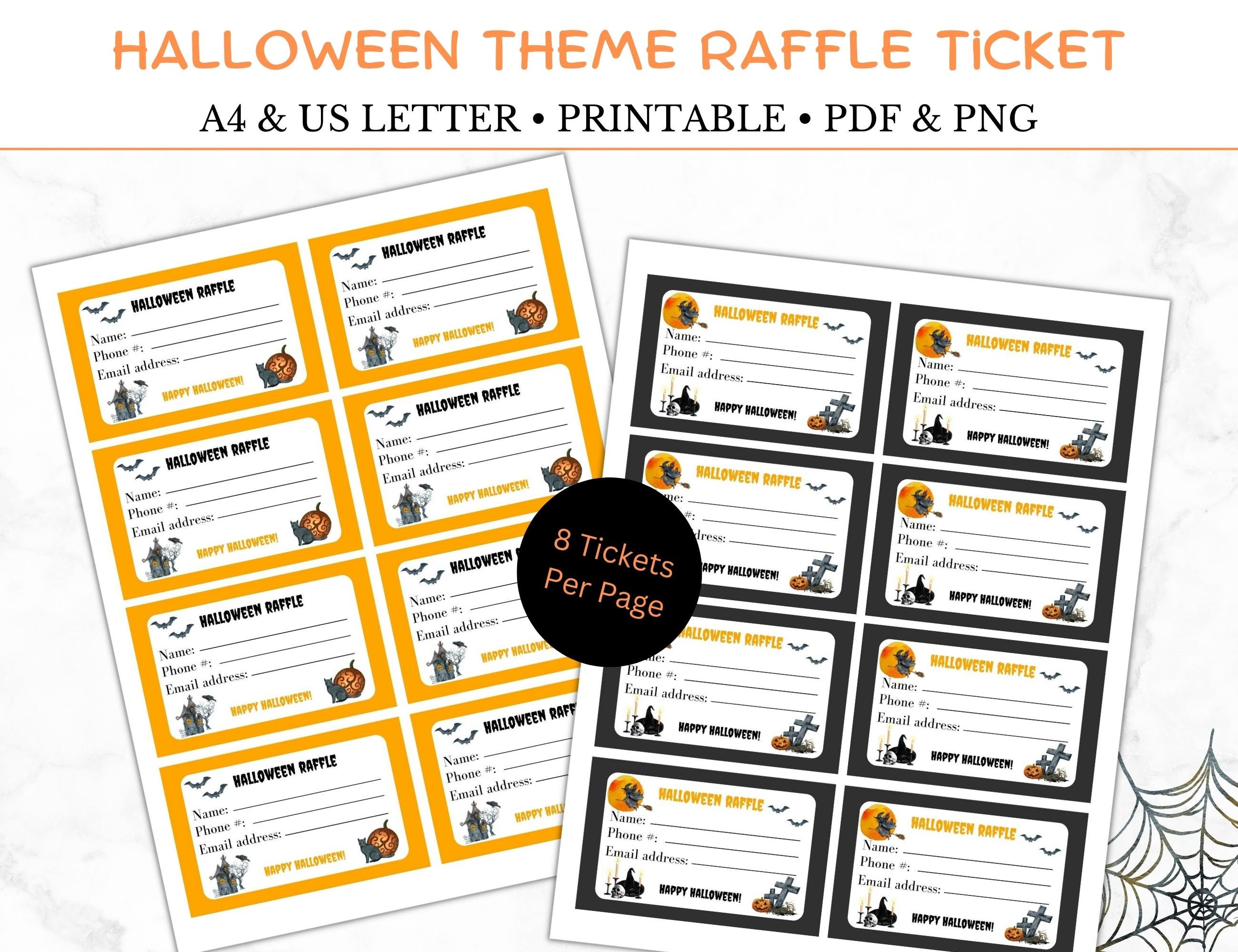Halloween Raffle Ticket Printable Raffle Ticket Halloween - Etsy