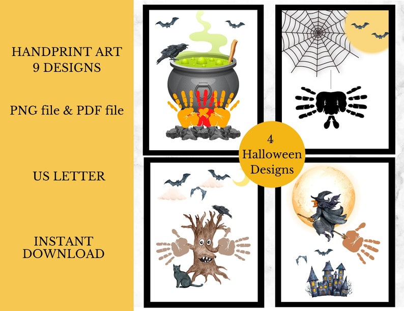 Fall Handprint Craft Bundle, Halloween & Thanksgiving Handprint Kit for ...