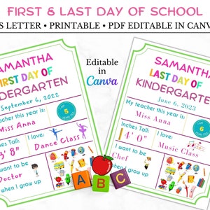 First & Last Day of School Sign Bundle Canva Editable, Preschool ...