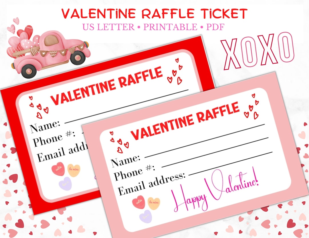Valentine Raffle Ticket, Valentine Ballot, Printable Raffle Ticket ...