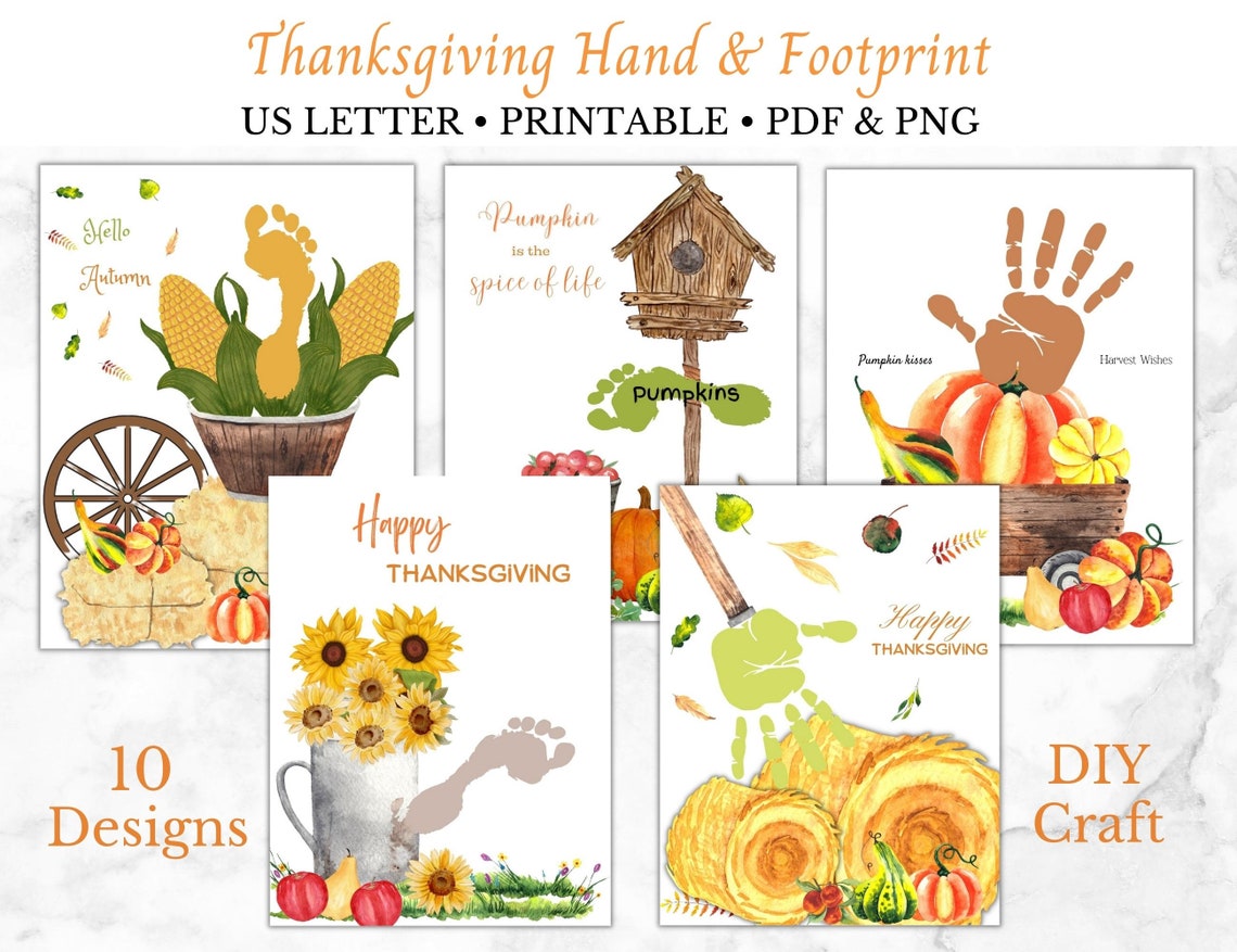 Thanksgiving Handprint & Footprint Craft Bundle 10 Designs - Etsy