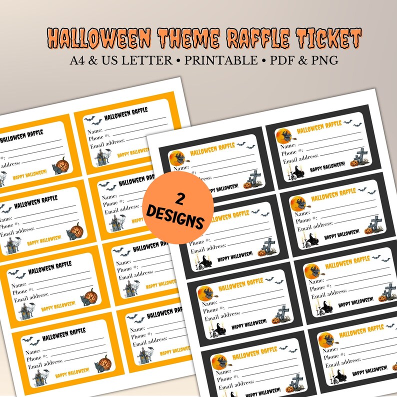 Halloween Raffle Ticket, Printable Raffle Ticket, Halloween Party ...