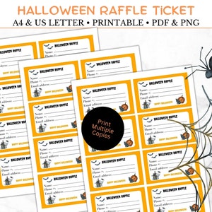 Halloween Raffle Ticket Printable Raffle Ticket Halloween - Etsy