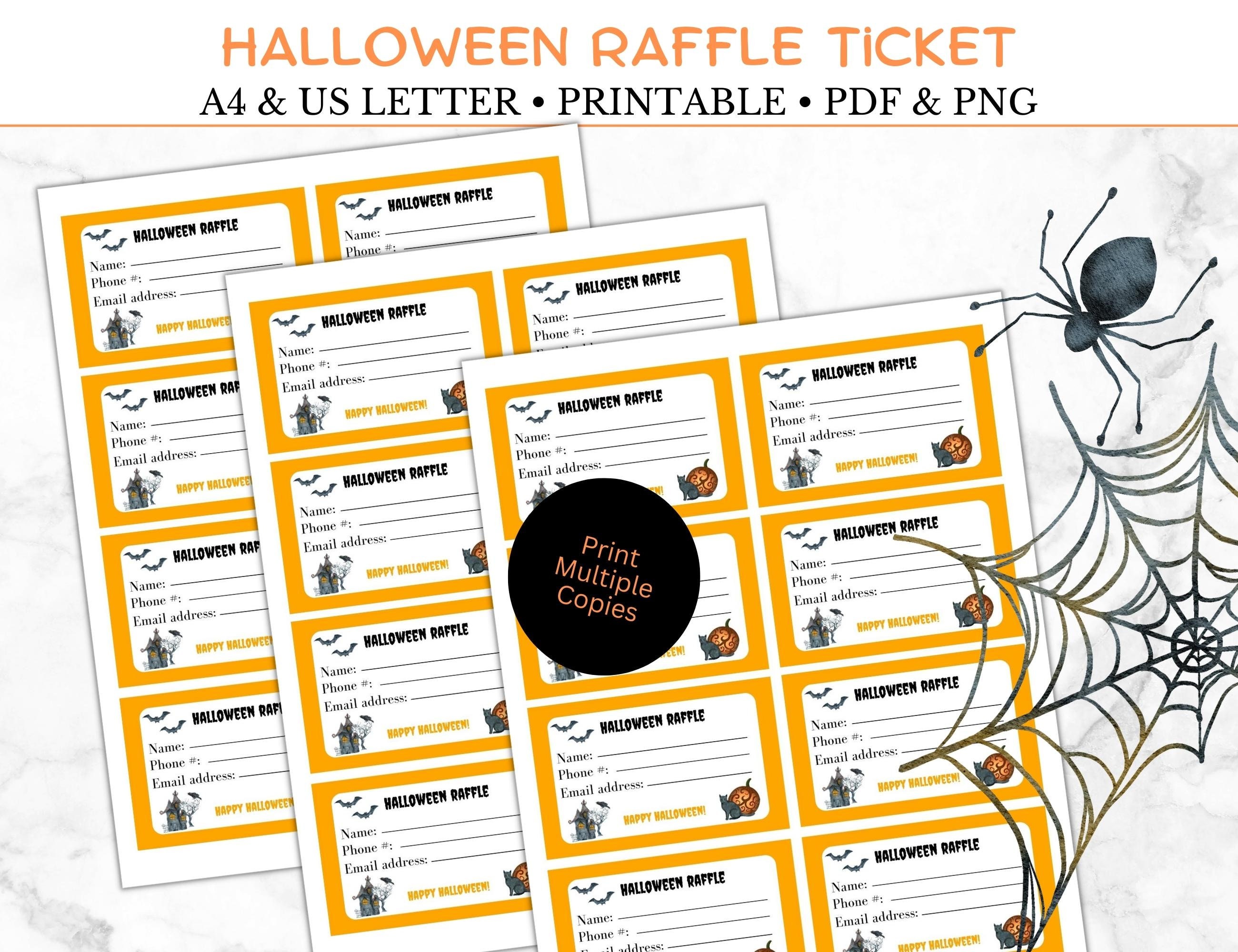 Halloween Raffle Ticket Printable Raffle Ticket Halloween - Etsy