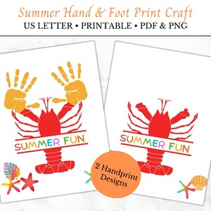 Summer Handprint Art DIY Bundle, Summer Theme Hand & Foot Print Craft ...