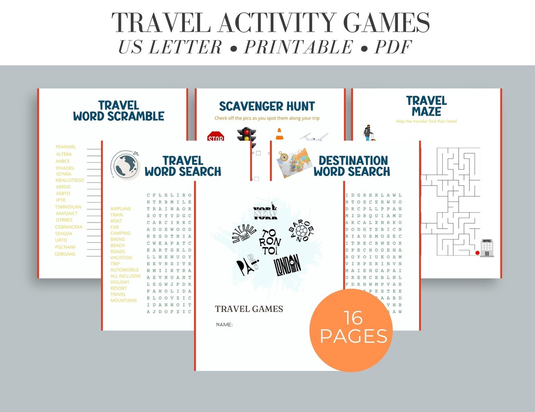 Travel Games Printable, Travel Activity Bundle, Vacation Games, - Etsy
