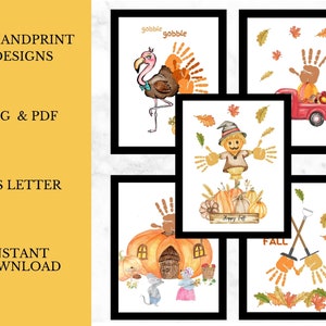 Fall Handprint Craft Bundle, Halloween & Thanksgiving Handprint Kit for ...