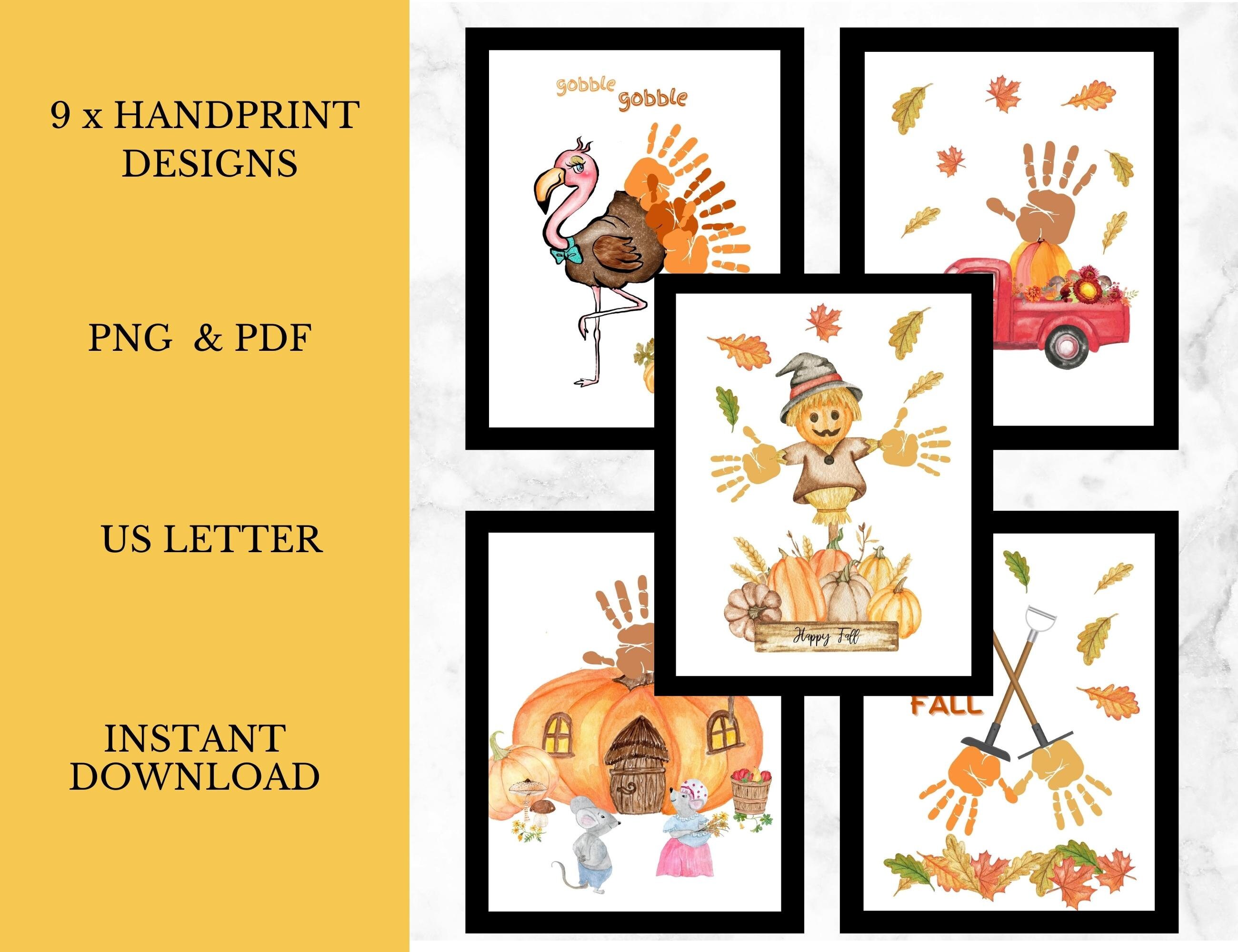 Fall Handprint Craft Bundle, Halloween & Thanksgiving Handprint Kit for ...