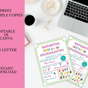 First & Last Day of School Sign Bundle Canva Editable, Preschool ...