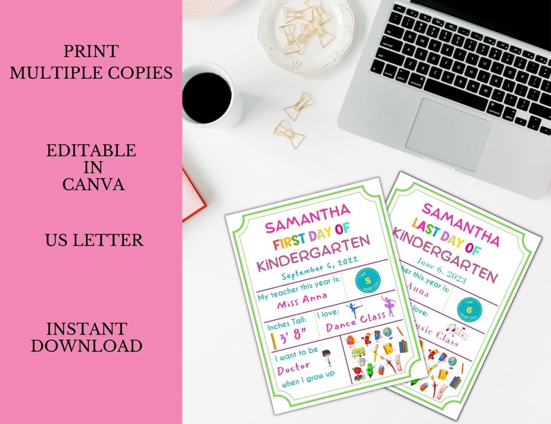 First & Last Day of School Sign Bundle Canva Editable, Preschool ...