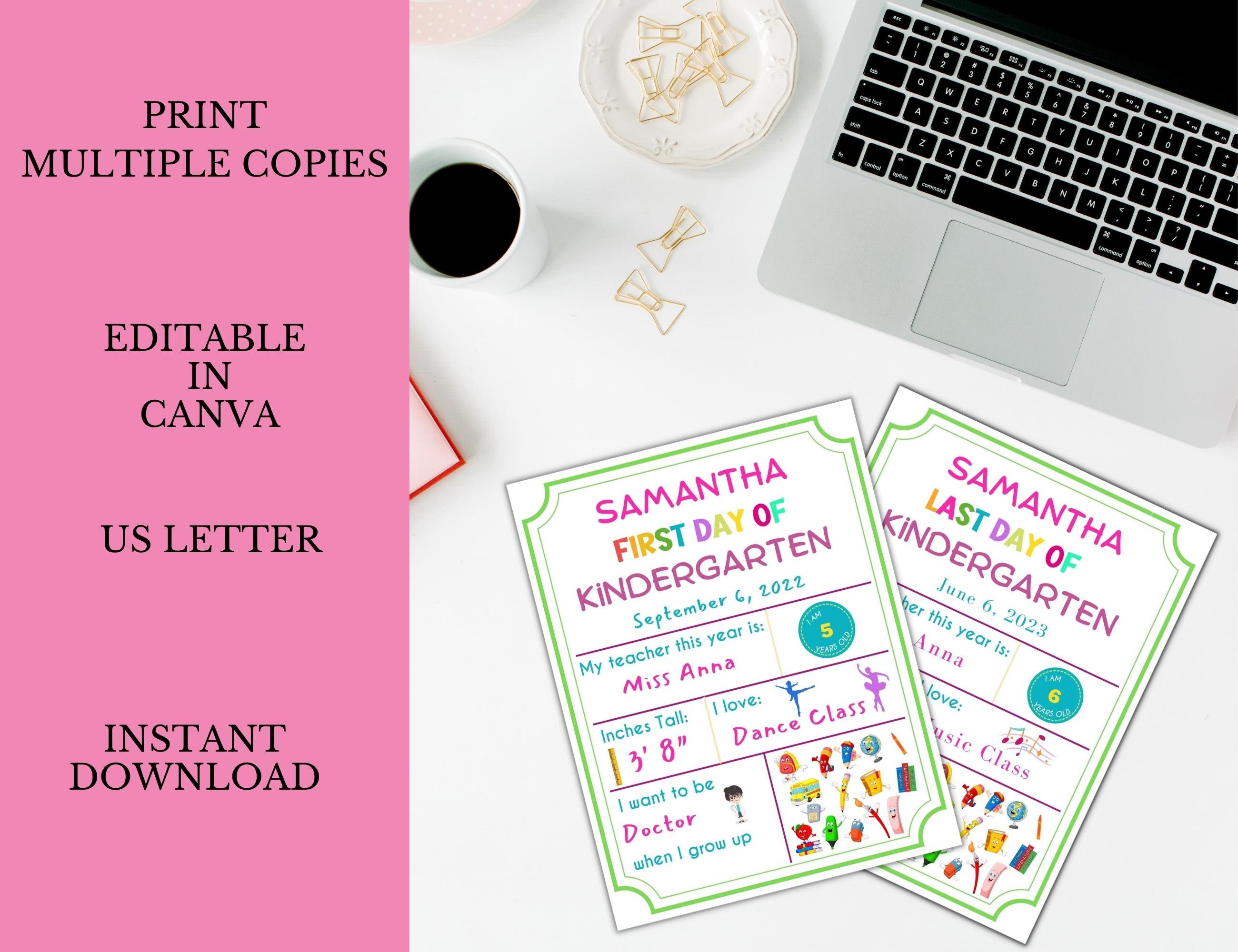 First & Last Day of School Sign Bundle Canva Editable, Preschool ...