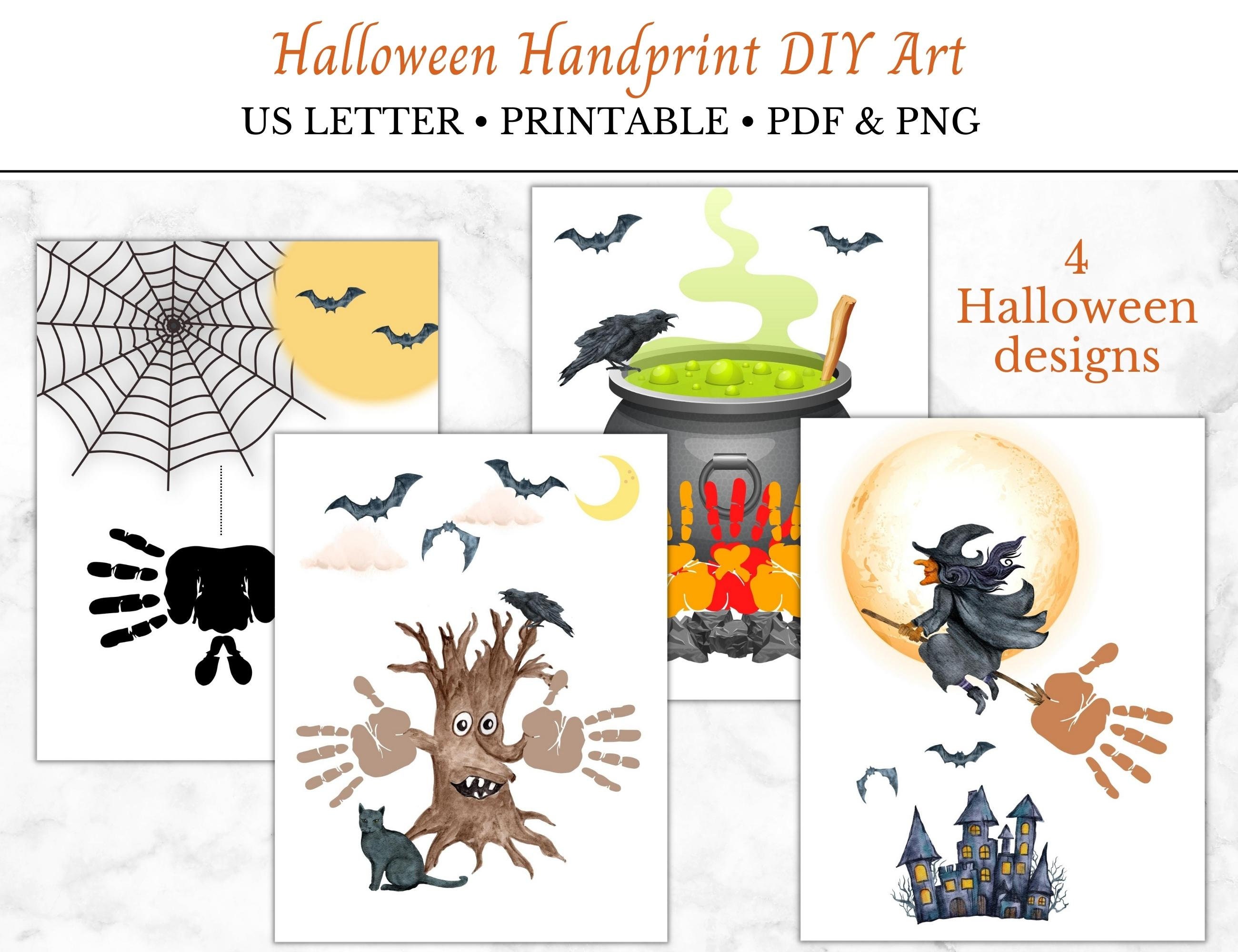 Fall Handprint Craft Bundle, Halloween & Thanksgiving Handprint Kit for ...