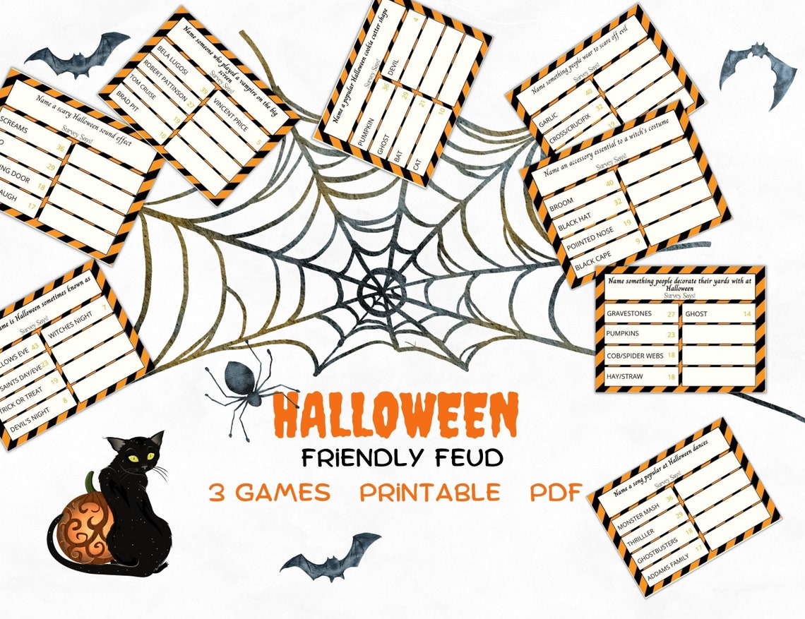 Halloween Friendly Feud Game Printable, Halloween Trivia Game, Family ...