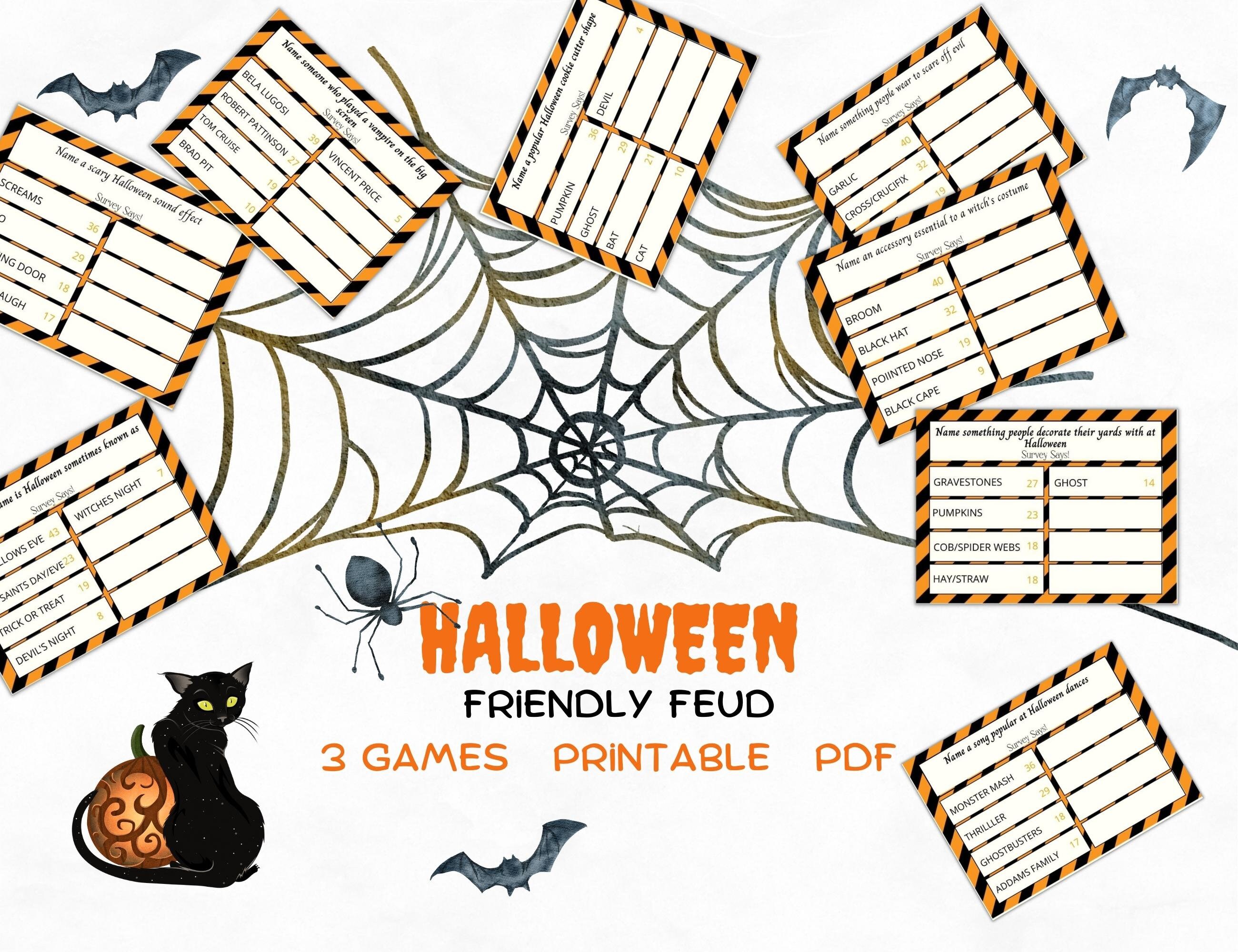 Halloween Friendly Feud Game Printable, Halloween Trivia Game, Family ...