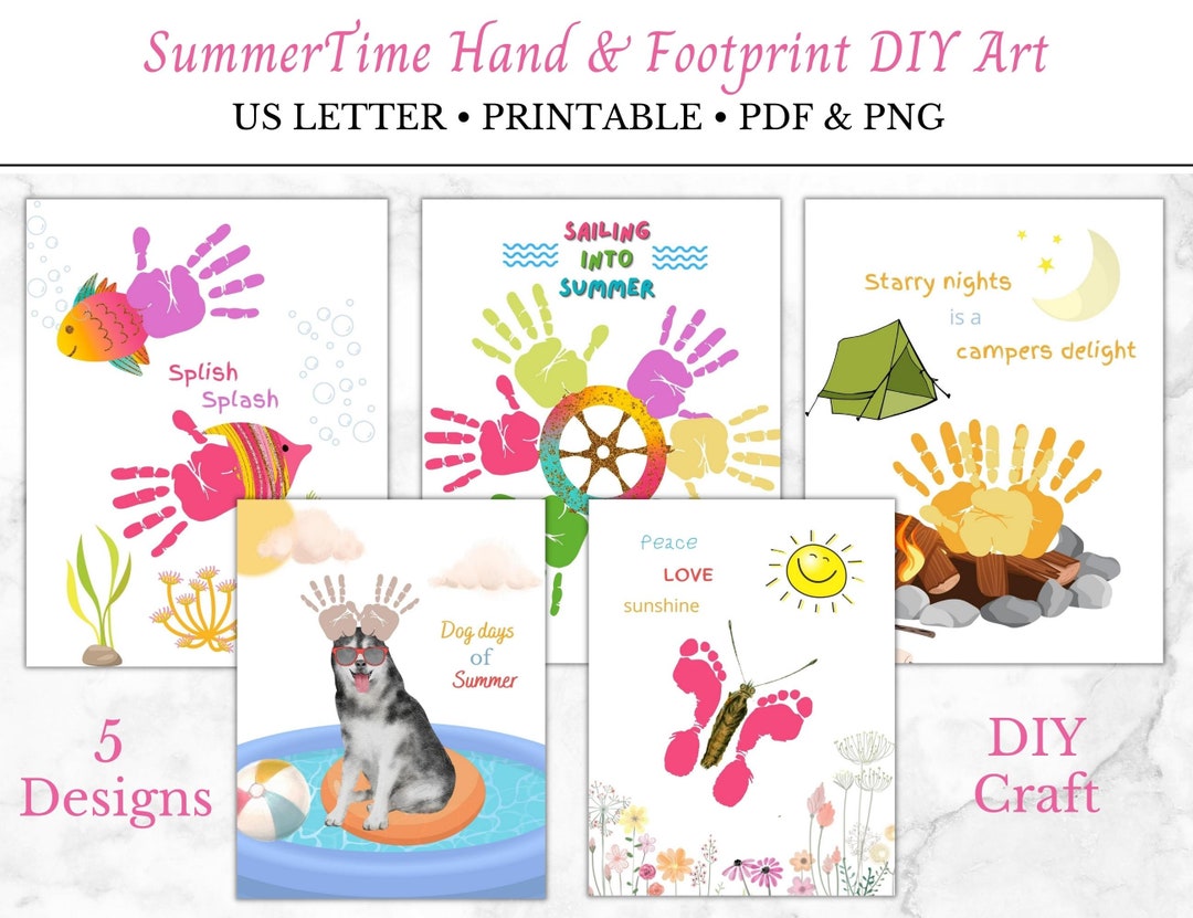 Summertime Handprint Art Bundle, DIY Craft for Kids, Handprint ...