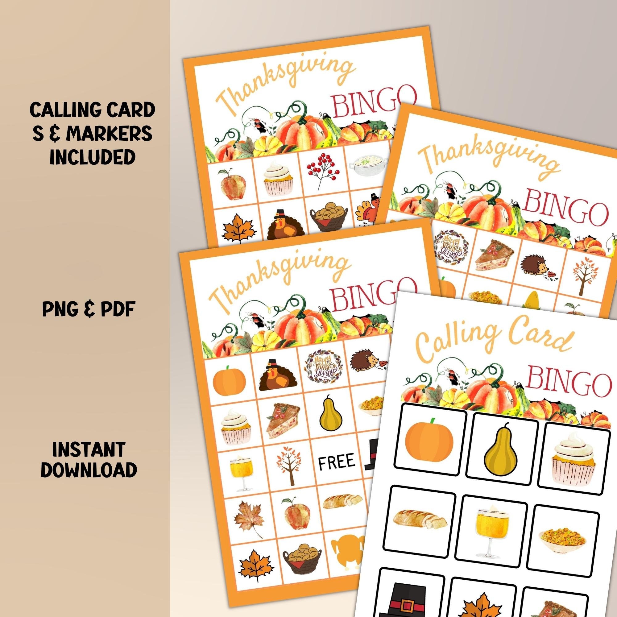 Thanksgiving Bingo Game Printable, 20 Bingo Cards, Thanksgiving Family ...