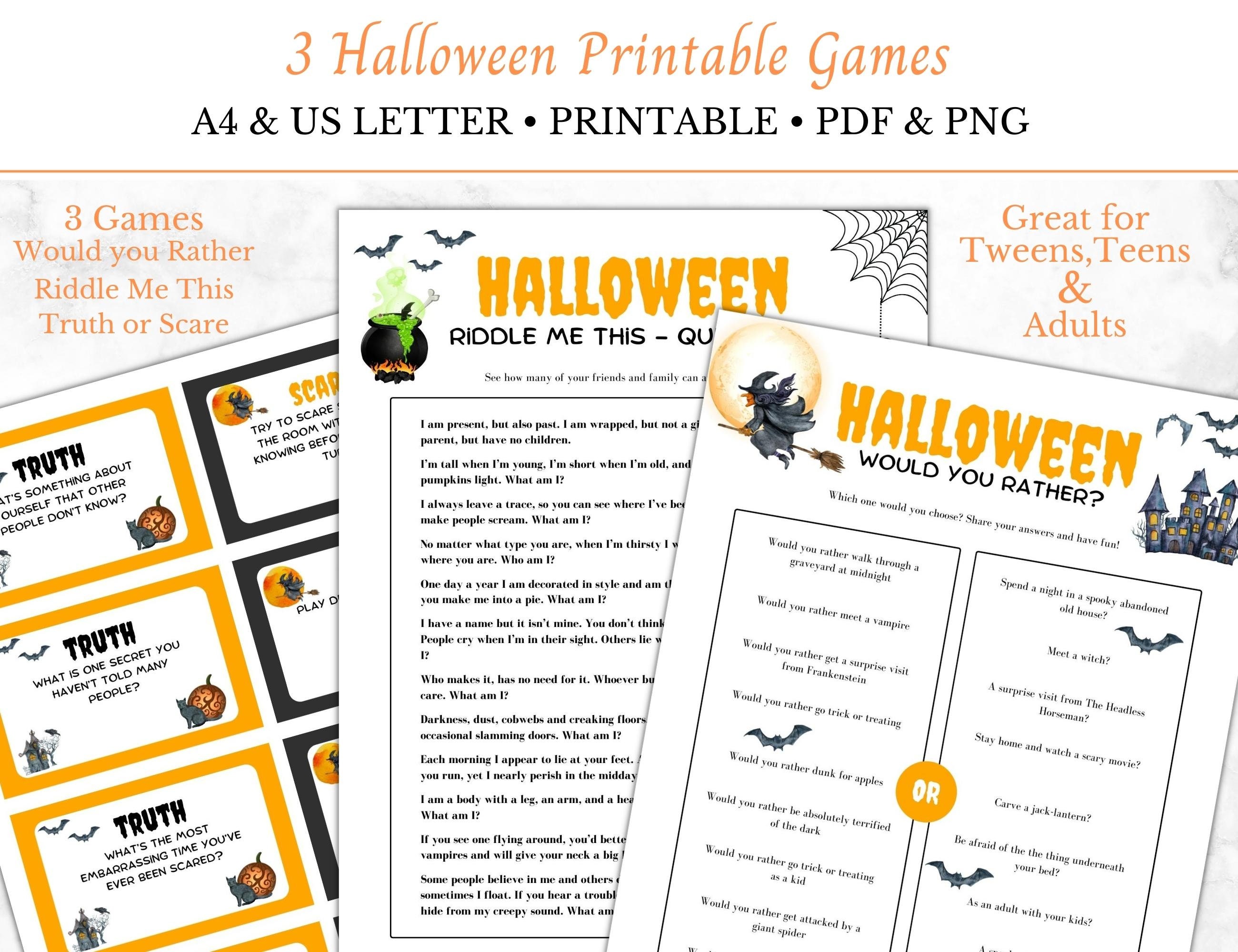 3 Halloween Game Bundle Printable Halloween Party Games for - Etsy
