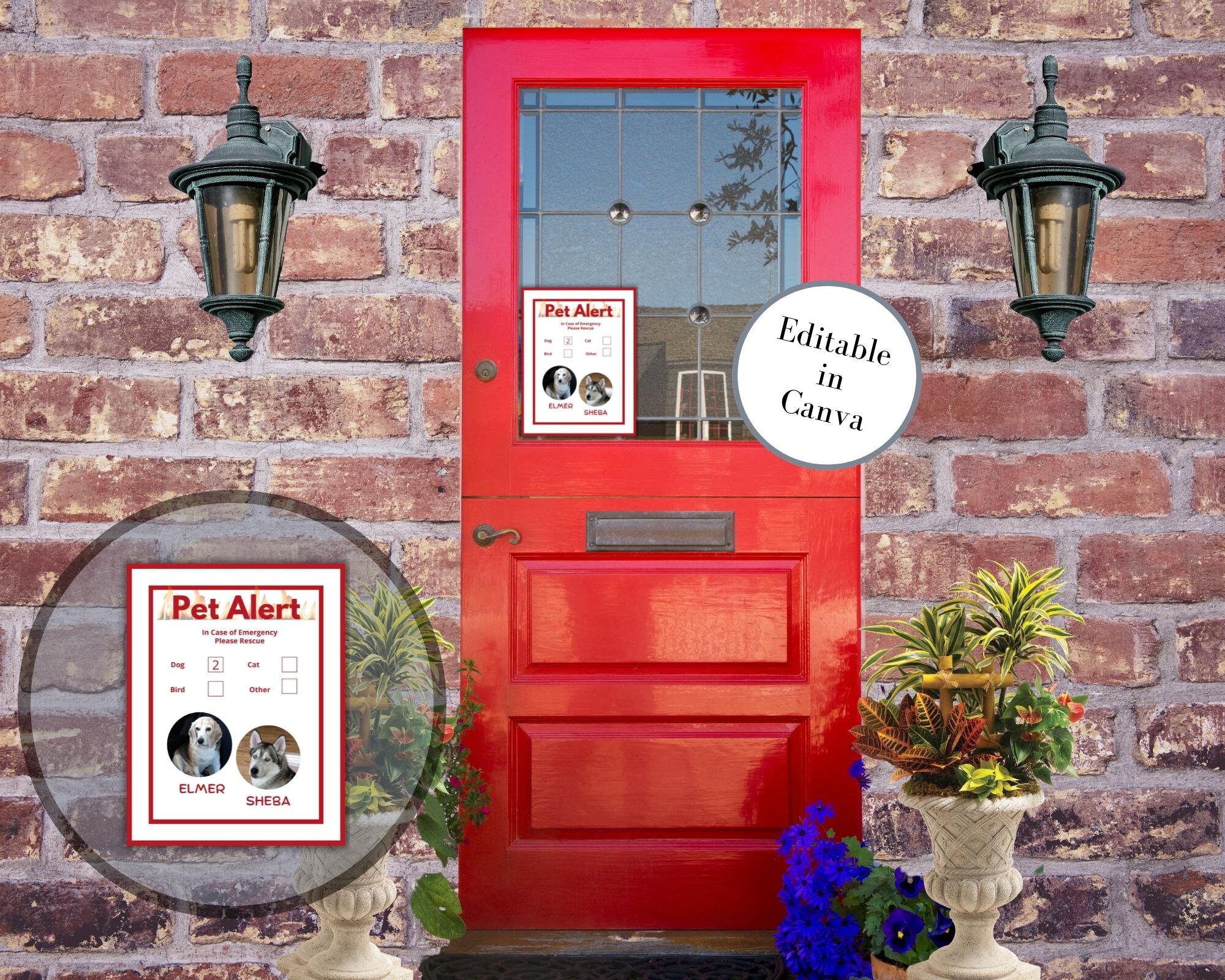 Editable Pet Alert Signage, Canva Editable Pet Window Sign, Pet Alert ...
