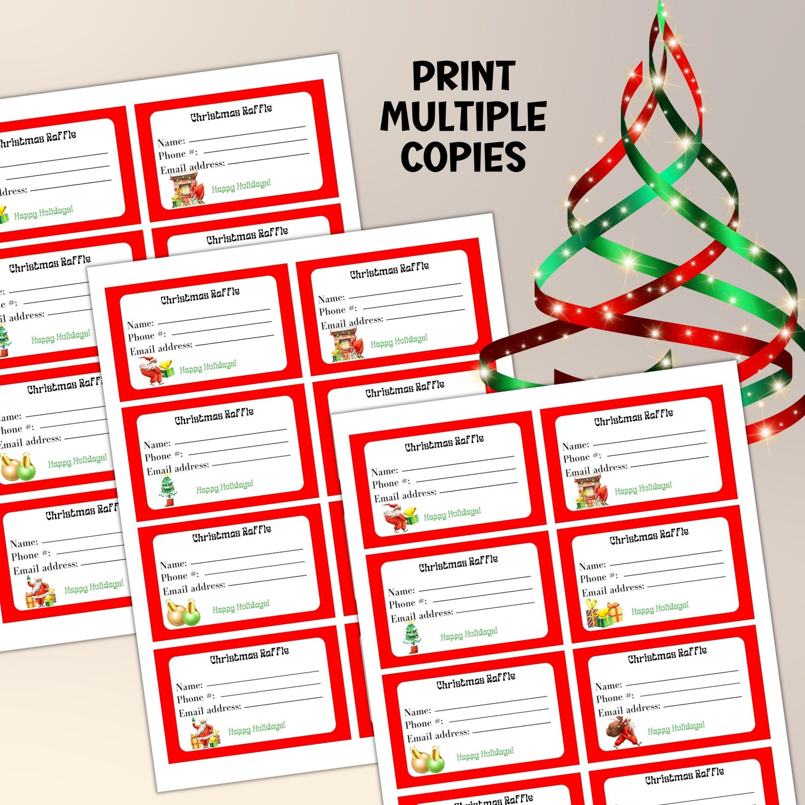 Holiday Party Printable Raffle Tickets: A Festive Way to Celebrate ...