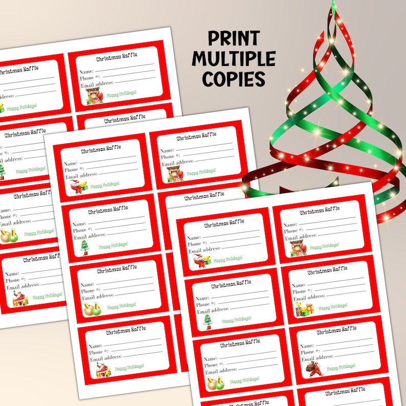 Holiday Party Printable Raffle Tickets: A Festive Way to Celebrate ...