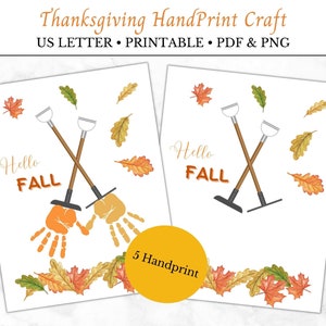 Thanksgiving Handprint DIY Art, 5 Designs Fall Handprint Craft for ...
