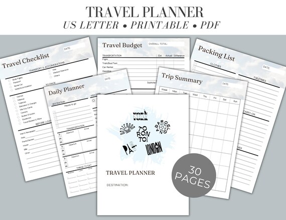 Travel Organizer Planner Printable Vacation Journal Holiday - Etsy