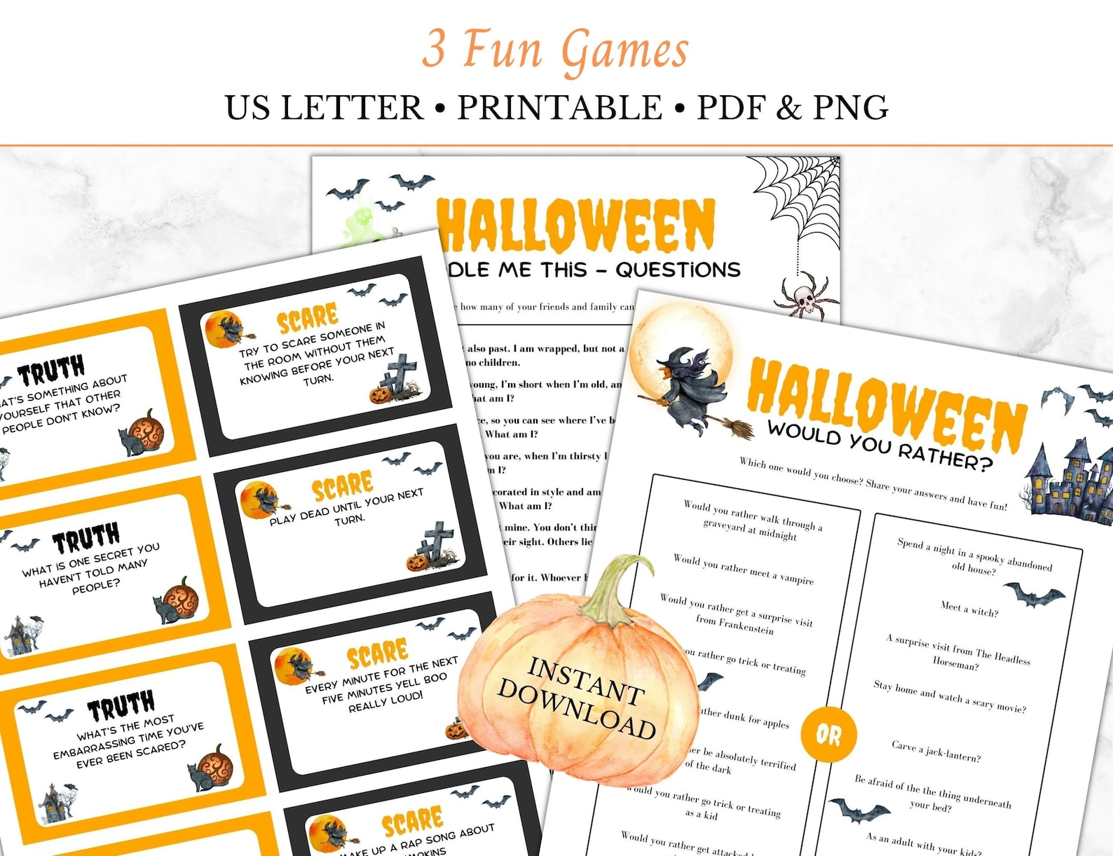 3 Halloween Game Bundle Printable Halloween Party Games for - Etsy