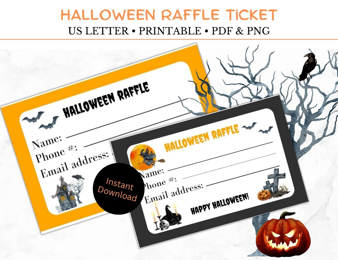 Halloween Raffle Ticket Printable Raffle Ticket Halloween - Etsy