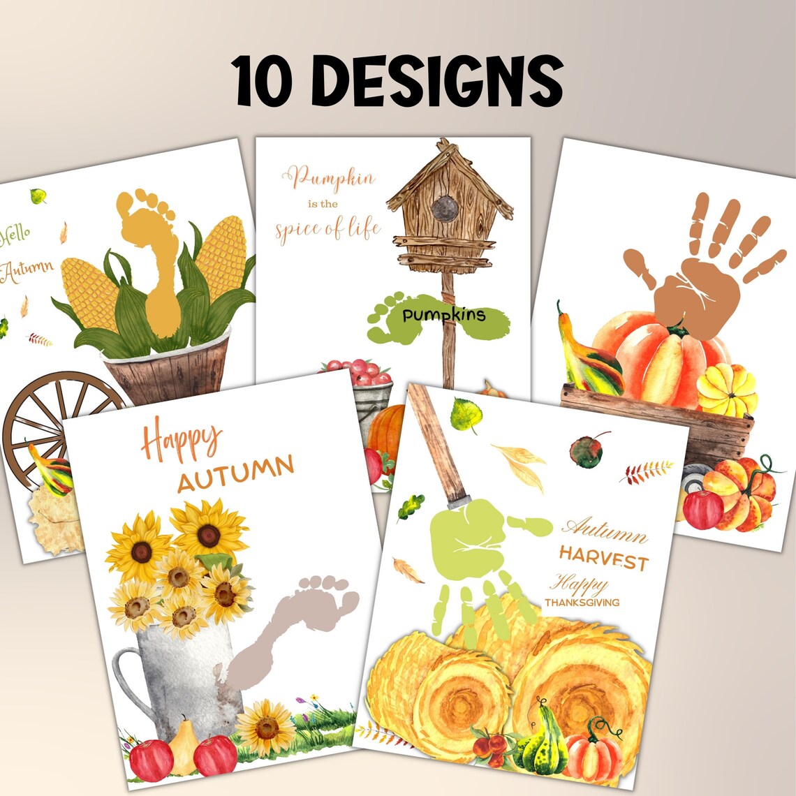 Thanksgiving Handprint & Footprint Craft Bundle, 10 Designs, DIY Fall ...